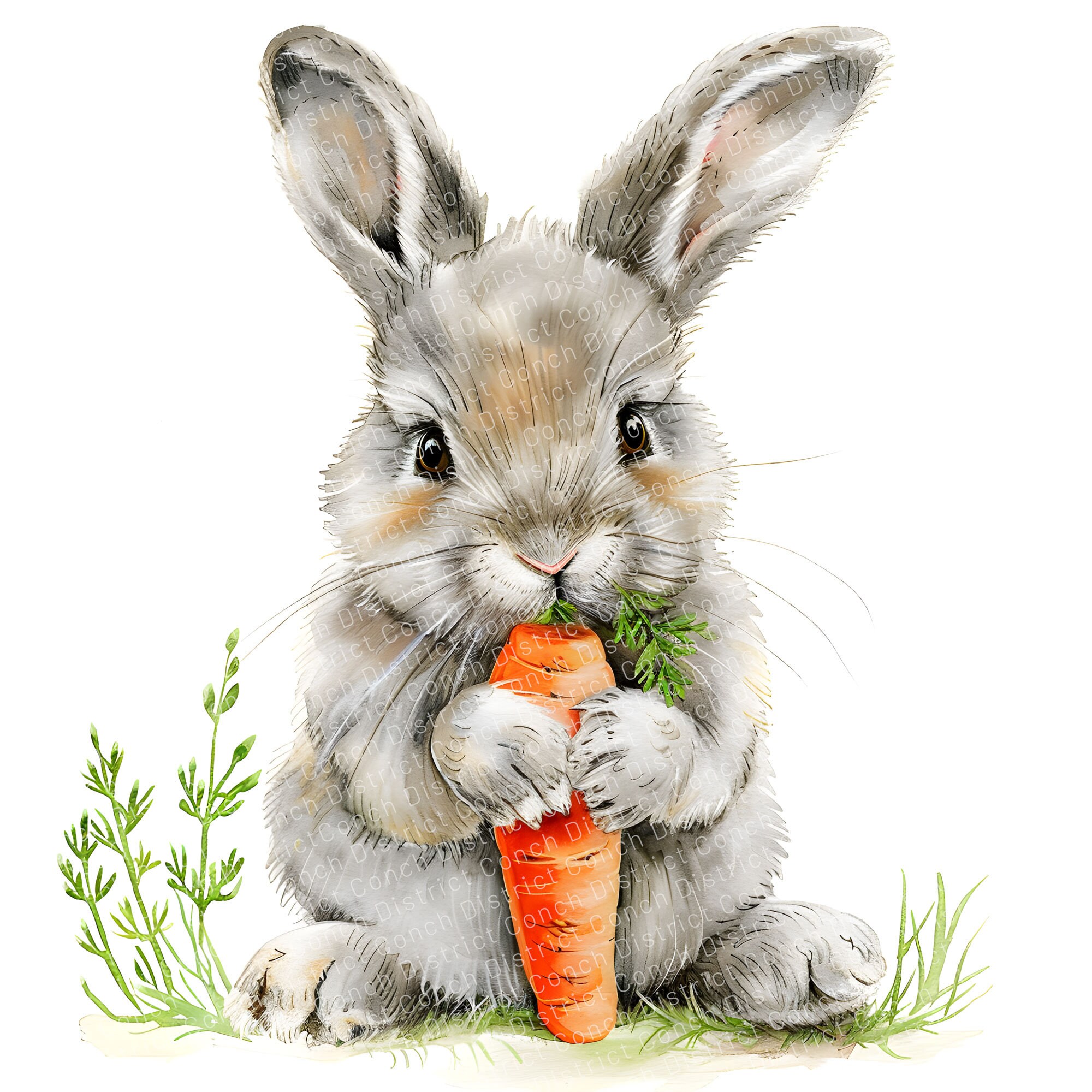 Set of 3 Easter Bunny Graphics DIGITAL DOWNLOAD Bunny Clipart Cute ...