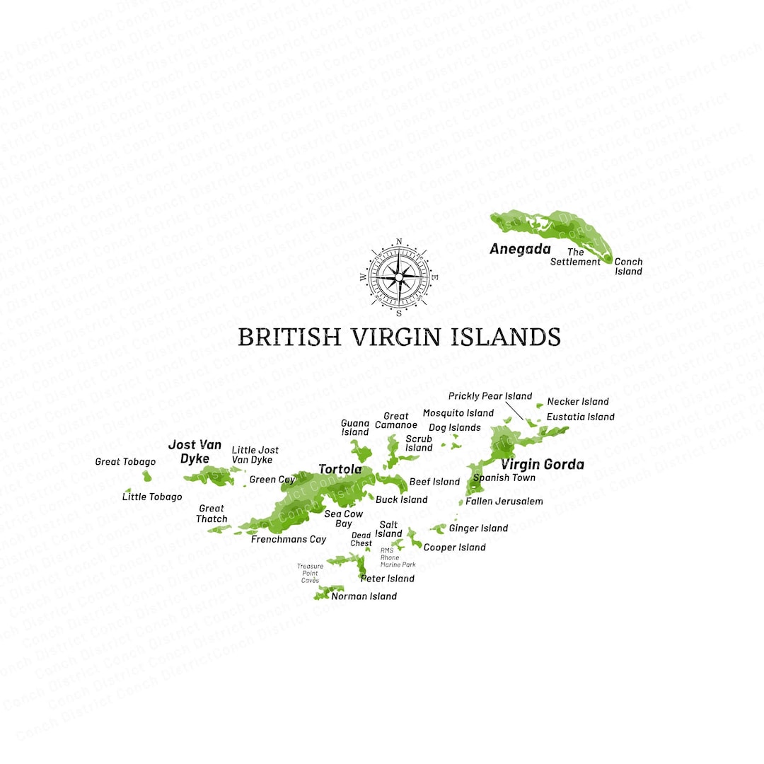 Watercolor BVI Map DIGITAL DOWNLOAD Bvi Printable Watercolor Map ...