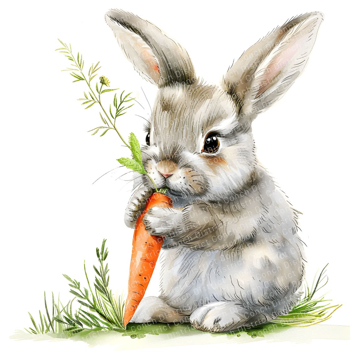 Set of 3 Easter Bunny Graphics DIGITAL DOWNLOAD Bunny Clipart Cute ...