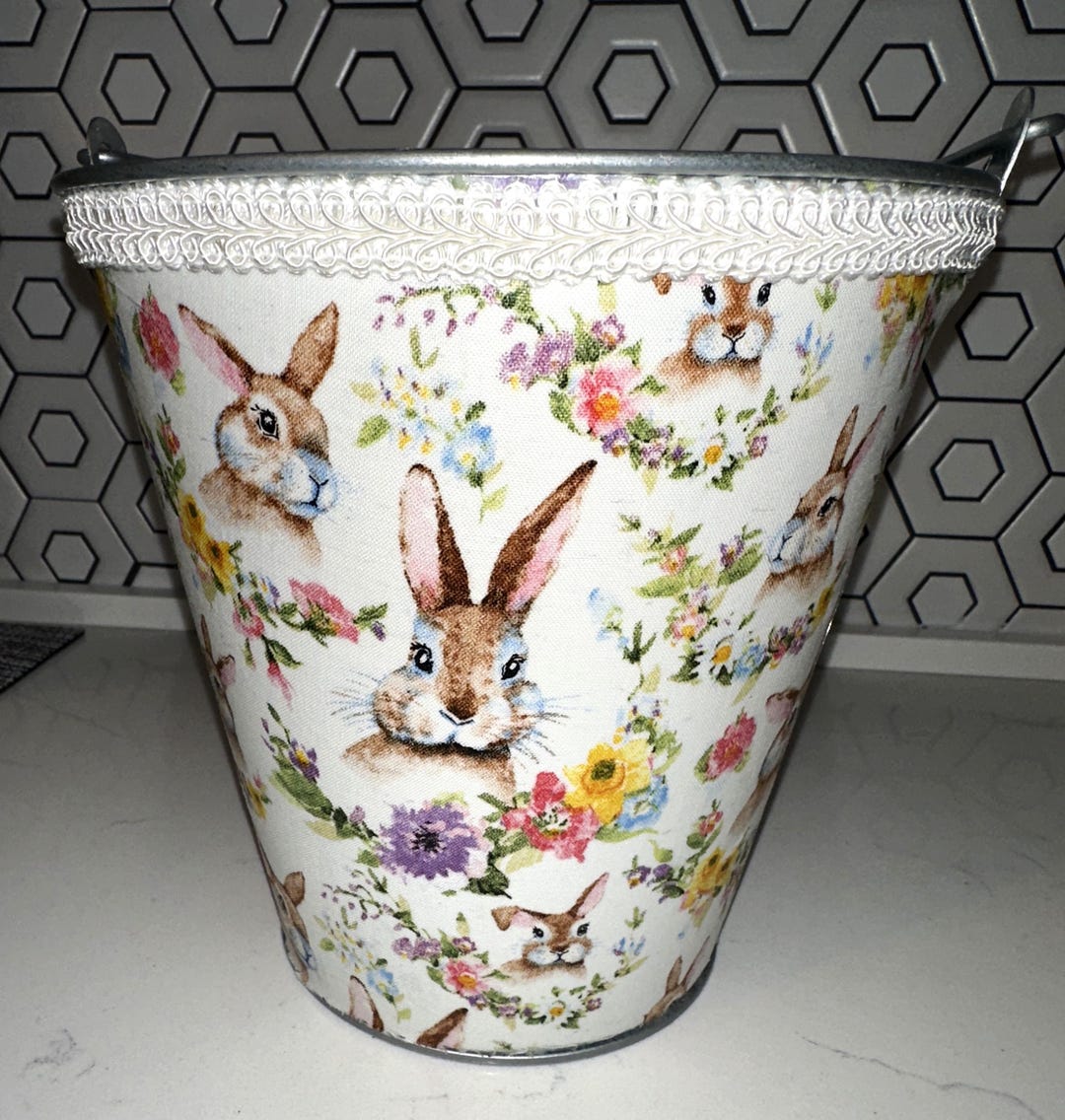 Vintage-style Fabric-wrapped Easter Bucket - Bunnies - Etsy