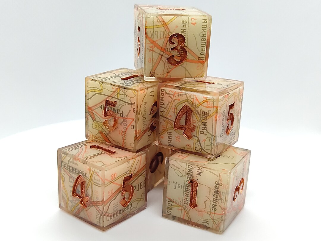 Real Map Dice 8D6 Dice Set Handmade From a Genuine 1970 USSR Road Atlas ...
