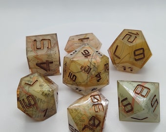 Real Map Dice 7pcs Dice Set Handmade From a Genuine 1970 Florida Road ...