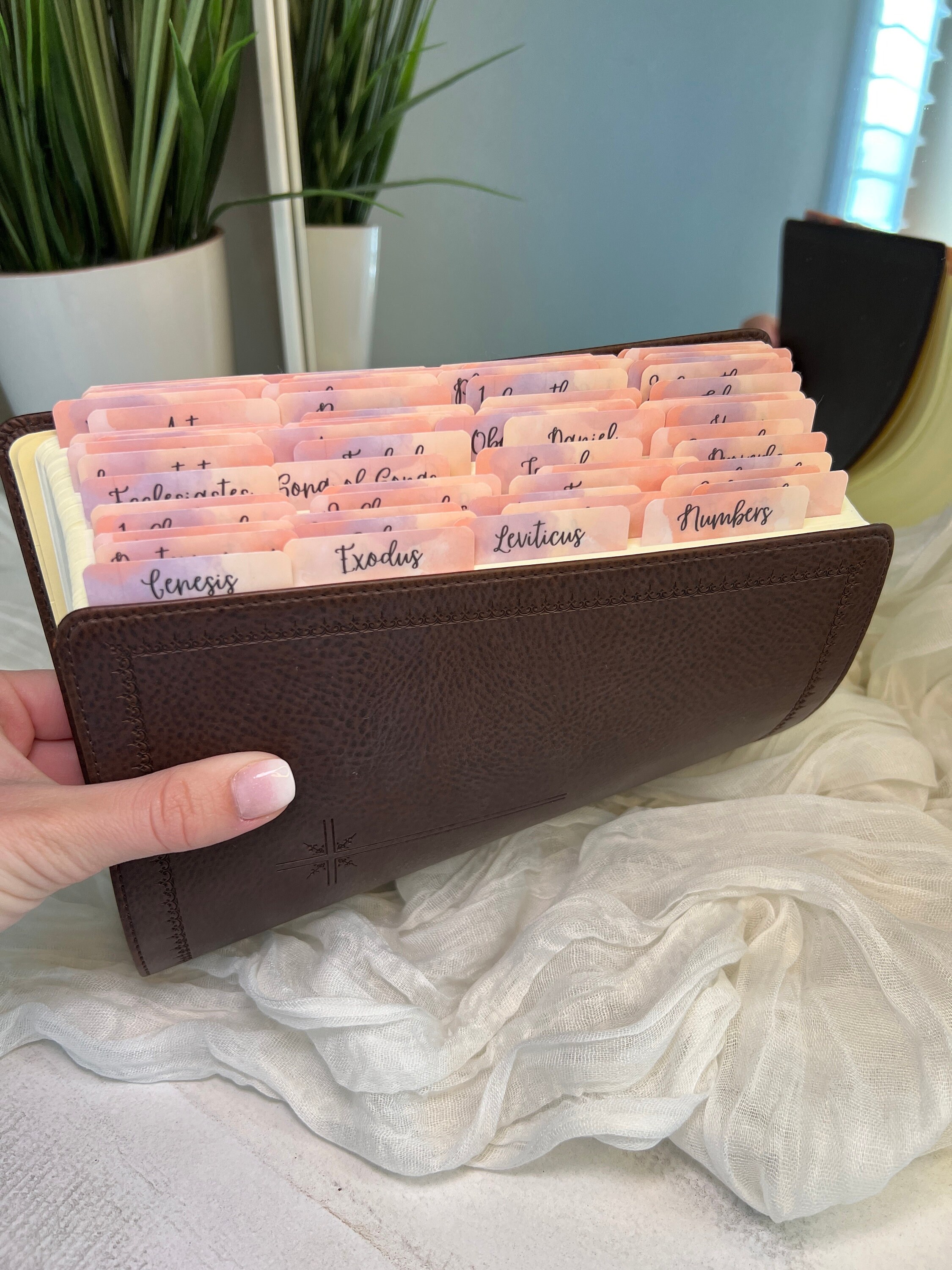 Pink, Purple & Coral Sunset Watercolor Print Bible Tabs 66 Books of the ...