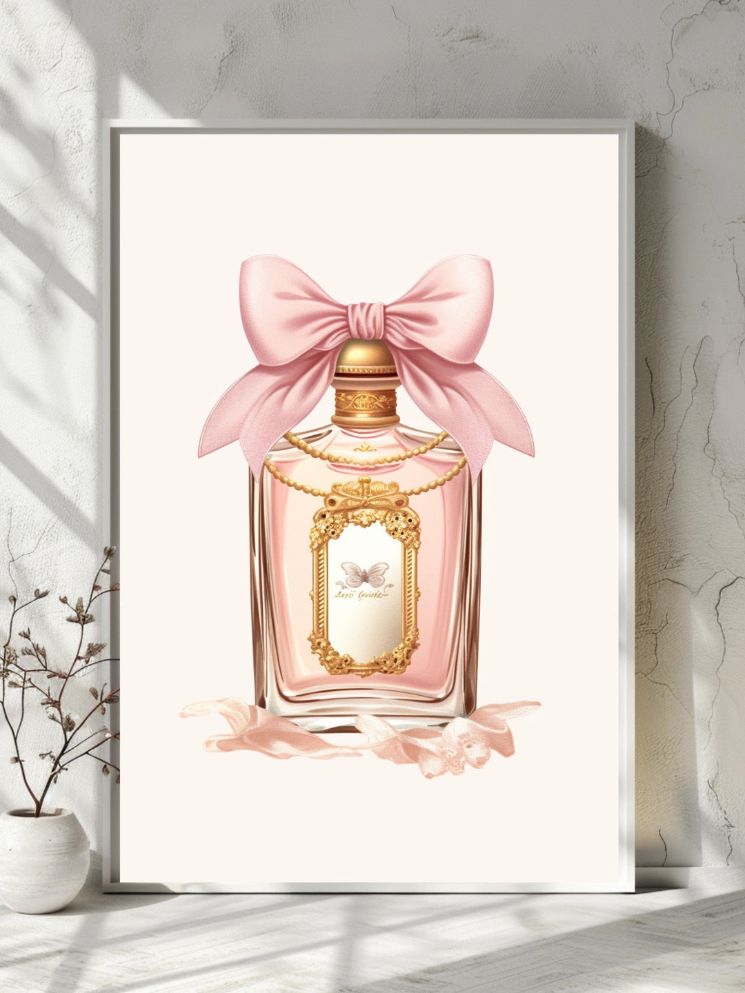 Coquette Room Decor, Pink Perfume Bottle Wall Art Print, Trendy Wall ...