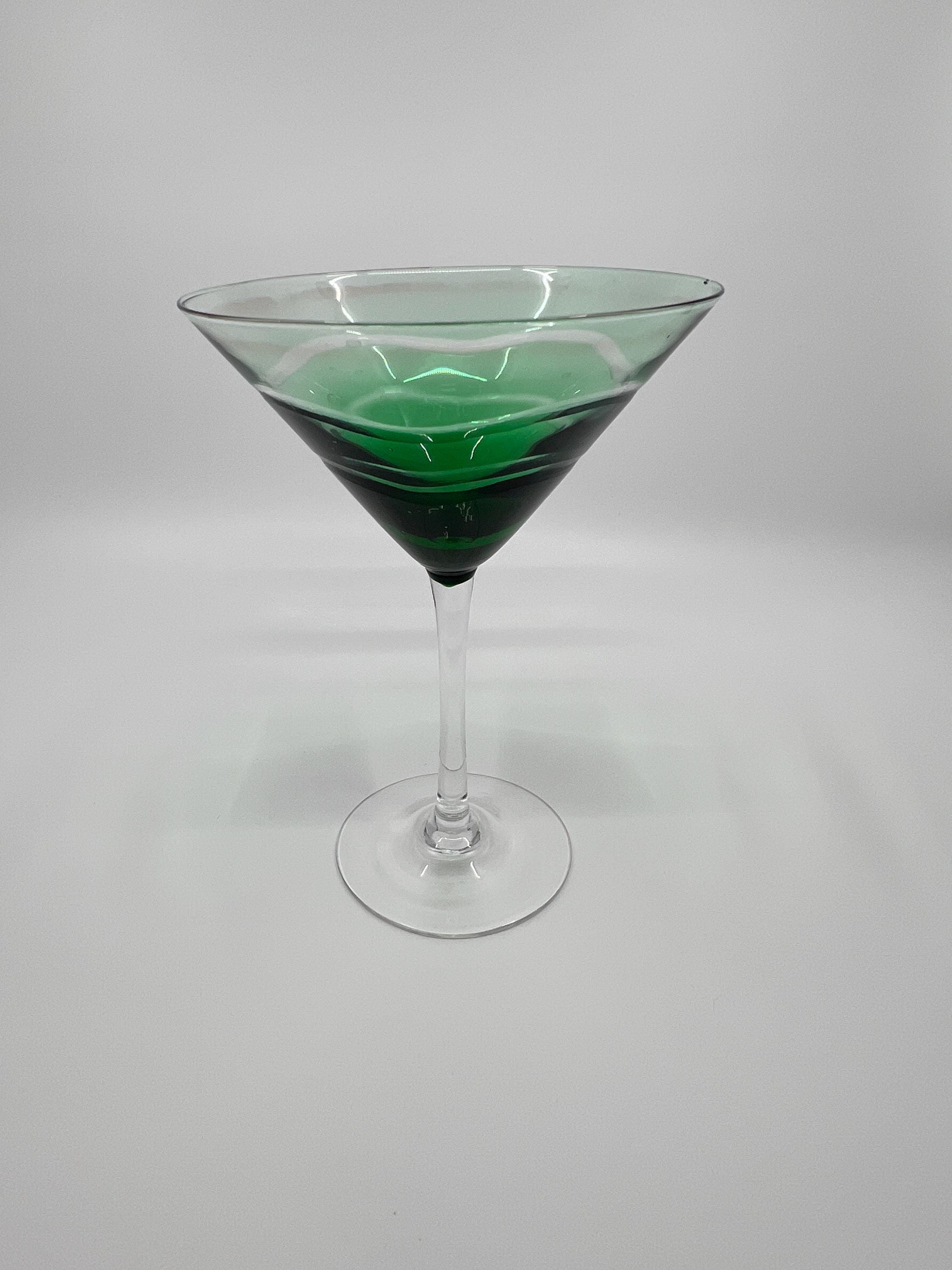 Martini Green Clear Swirl Cocktail Glasses 7 Tall Clear Stem Sets of 2 ...