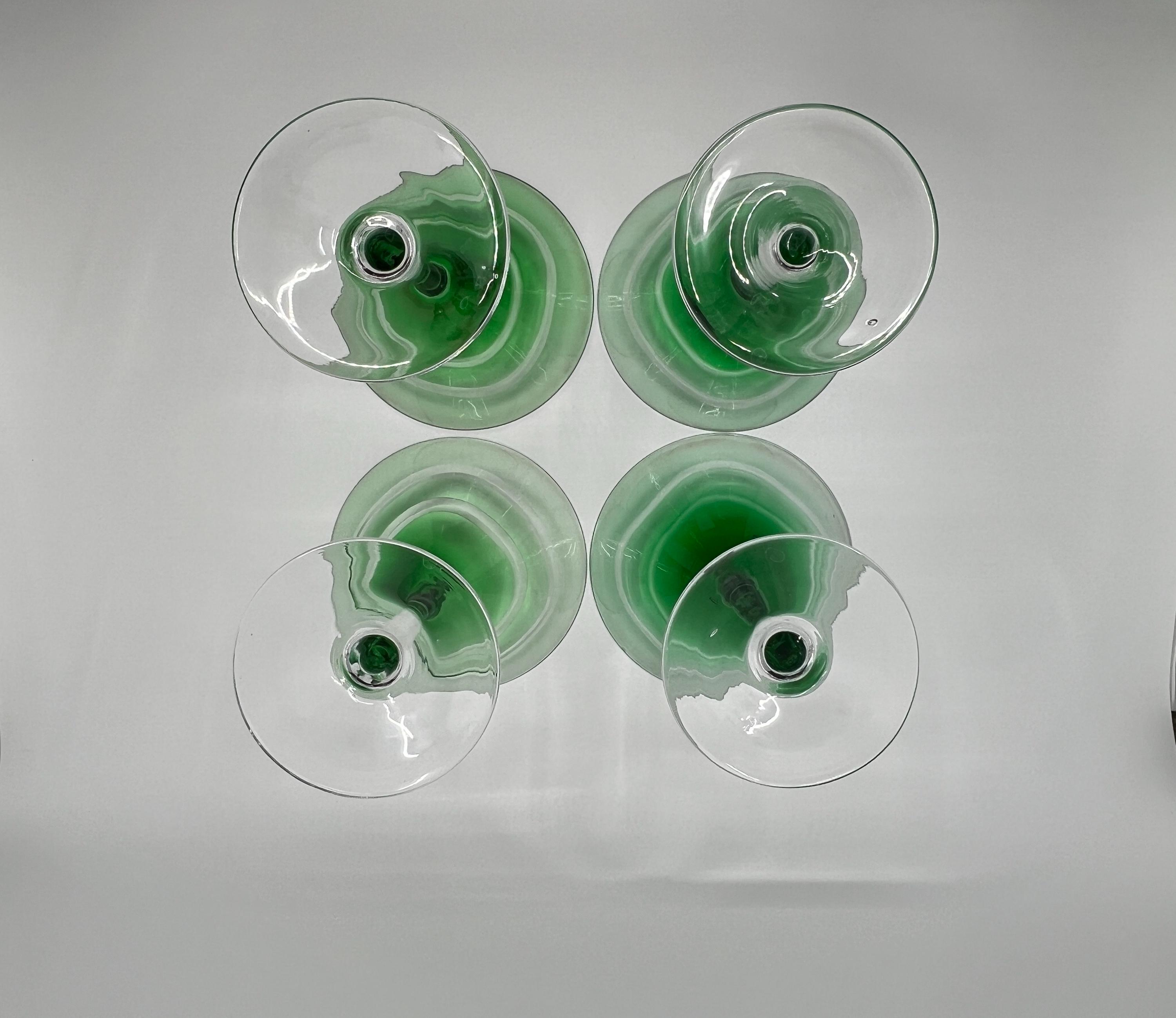 Martini Green Clear Swirl Cocktail Glasses 7 Tall Clear Stem Sets of 2 ...