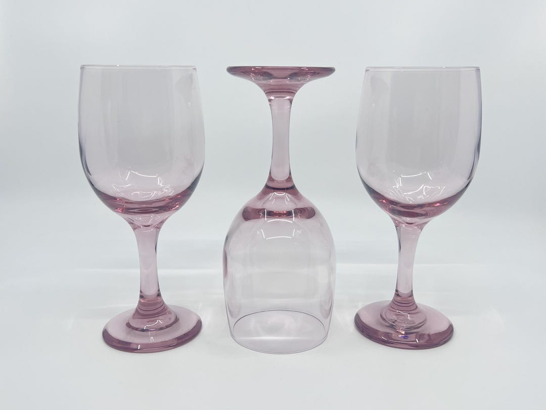 Libbey Premiere Plum Wine Glasses Clear Light Purple Water Goblets 7 1/ ...