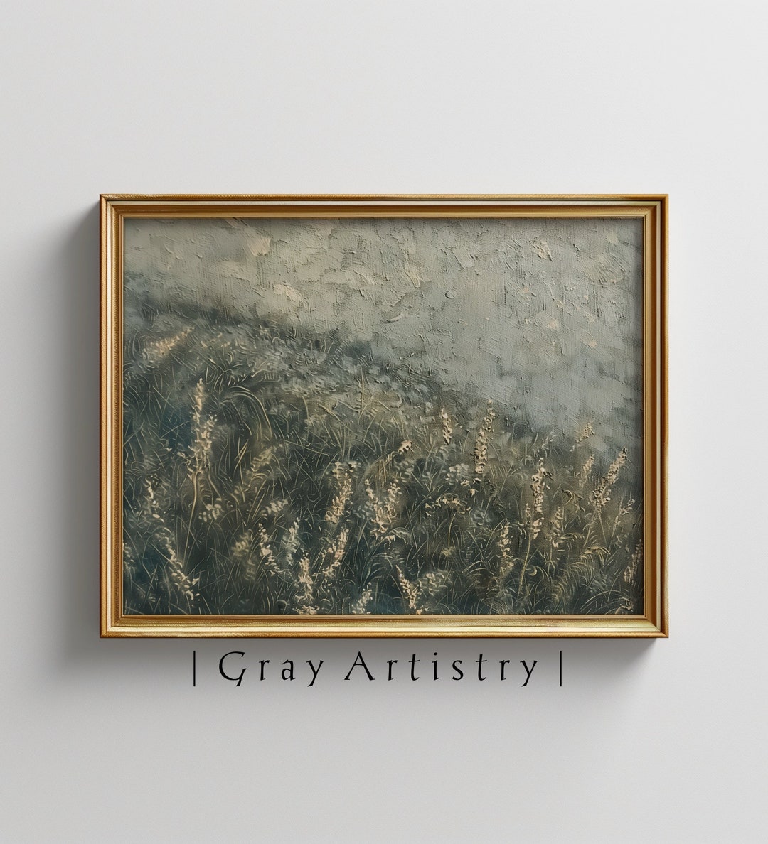 Neutral Blue Landscape Art Printable Wall Decor Digital Print Oil ...