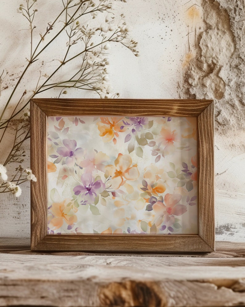 Watercolor Floral Pattern Wall Decor Digital Print Watercolor Pattern ...