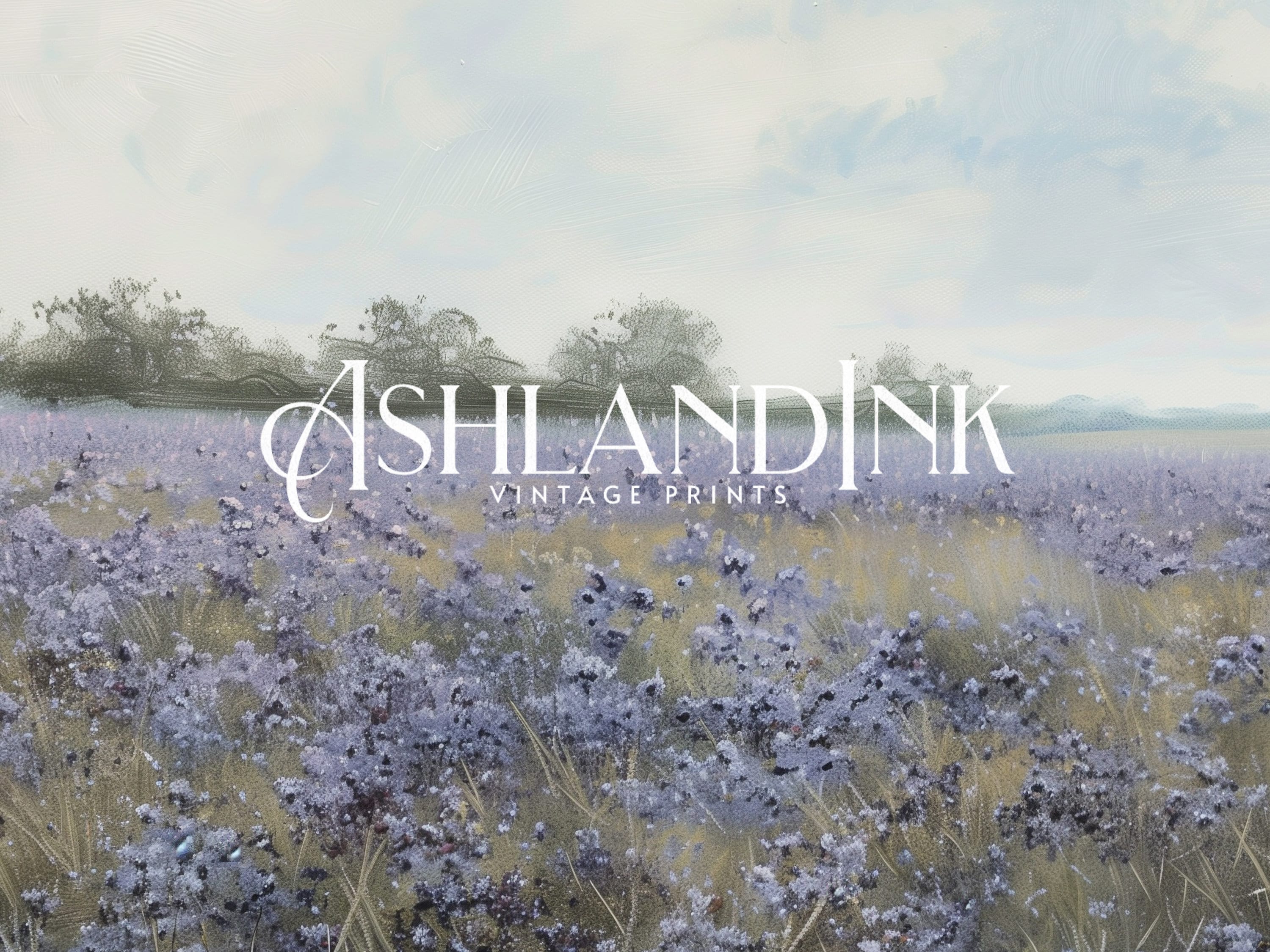 Lilac Field Spring Wildflower Oil Painting, Vintage Purple Flowers Art ...