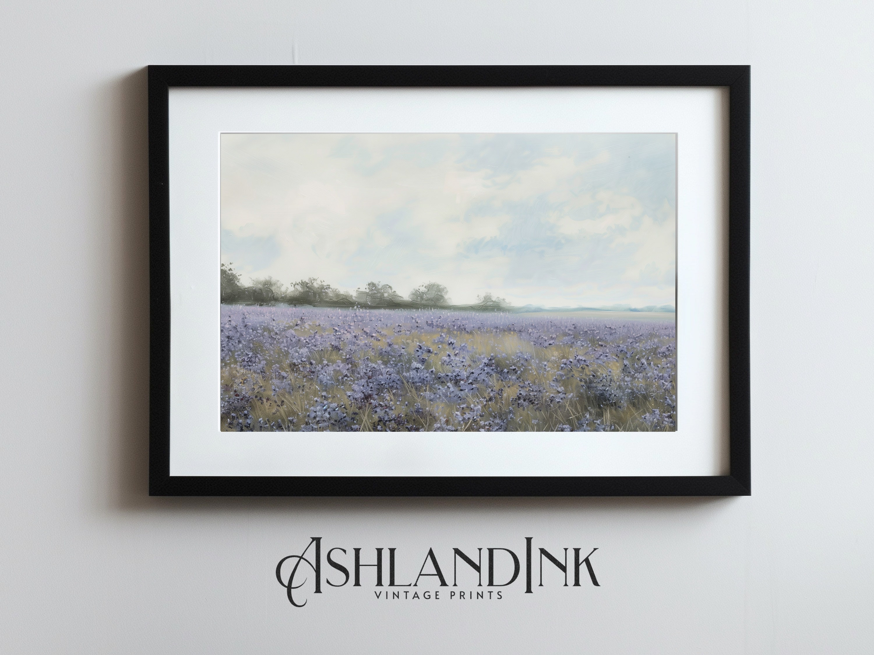 Lilac Field Spring Wildflower Oil Painting, Vintage Purple Flowers Art ...