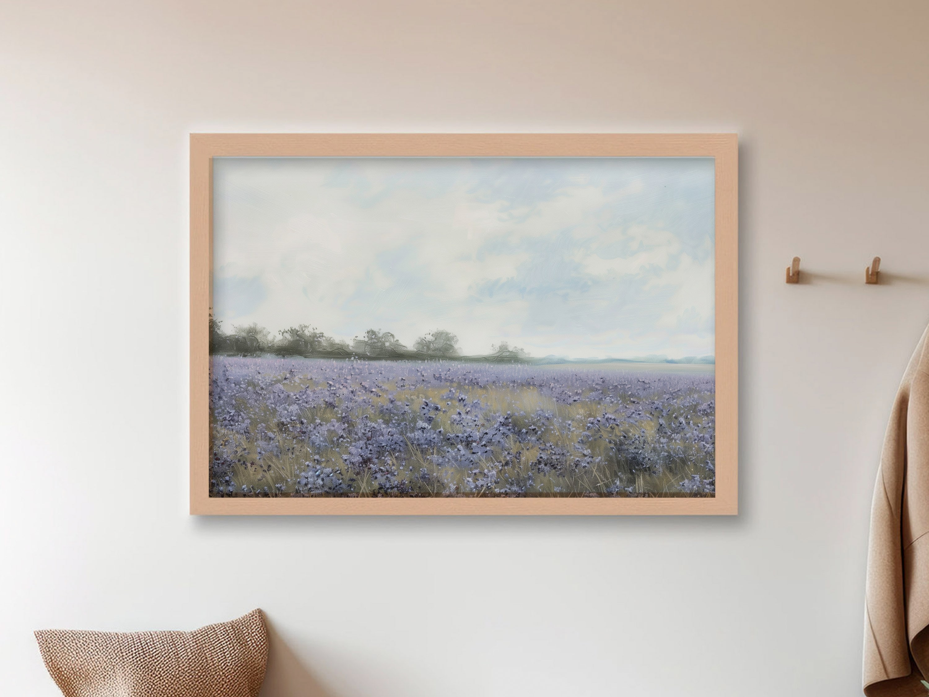 Lilac Field Spring Wildflower Oil Painting, Vintage Purple Flowers Art ...