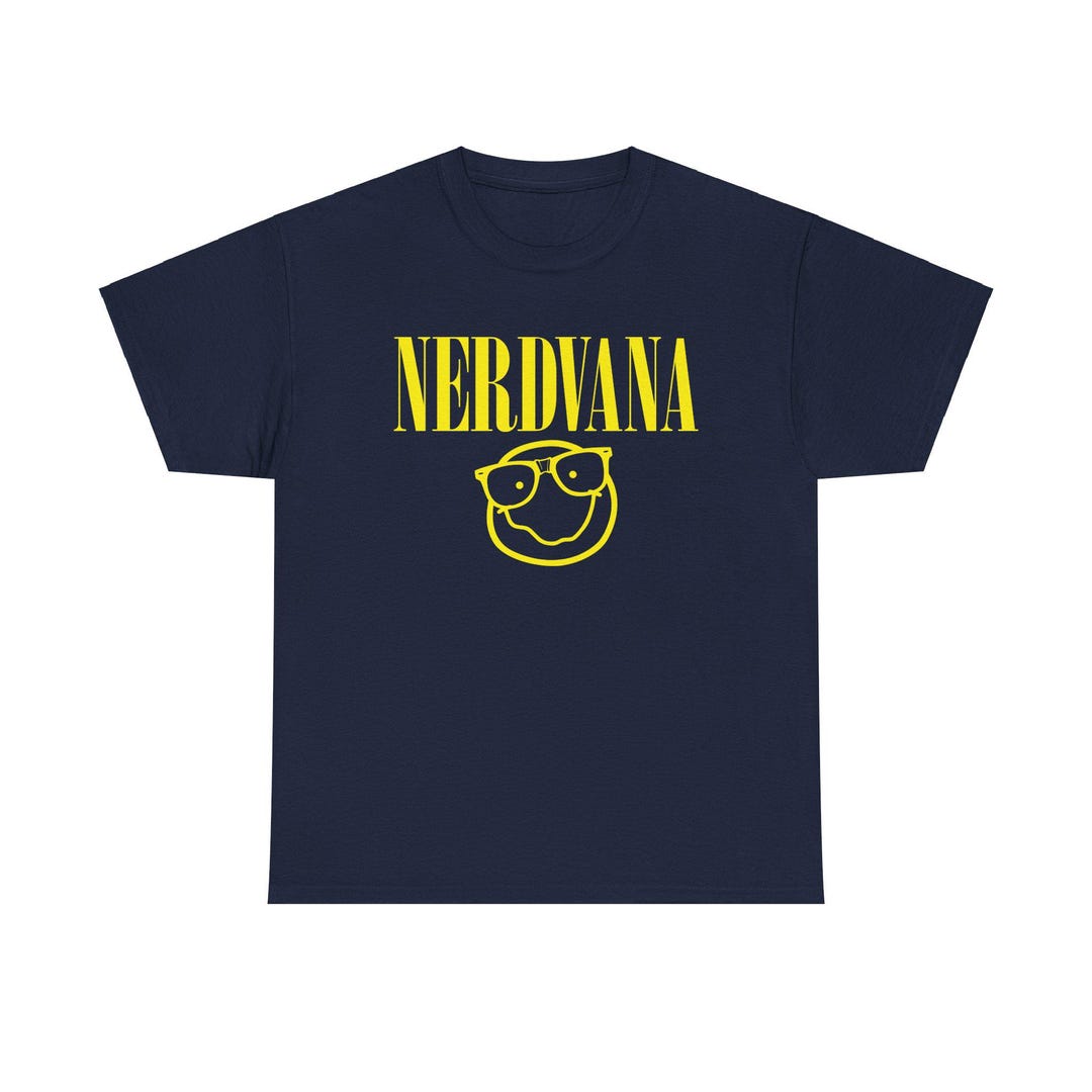Nerdvana Tee, Nirvana Logo Inspired Shirt, Unisex Heavy Cotton T-shirt ...