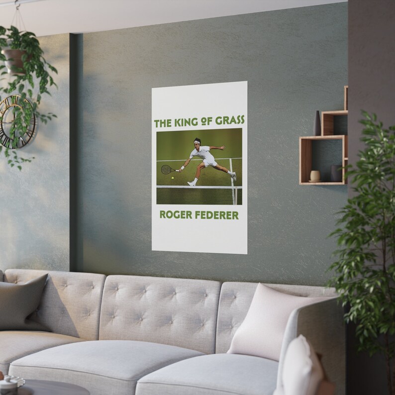Roger Federer Cartoon King of Grass Satin Poster - Etsy