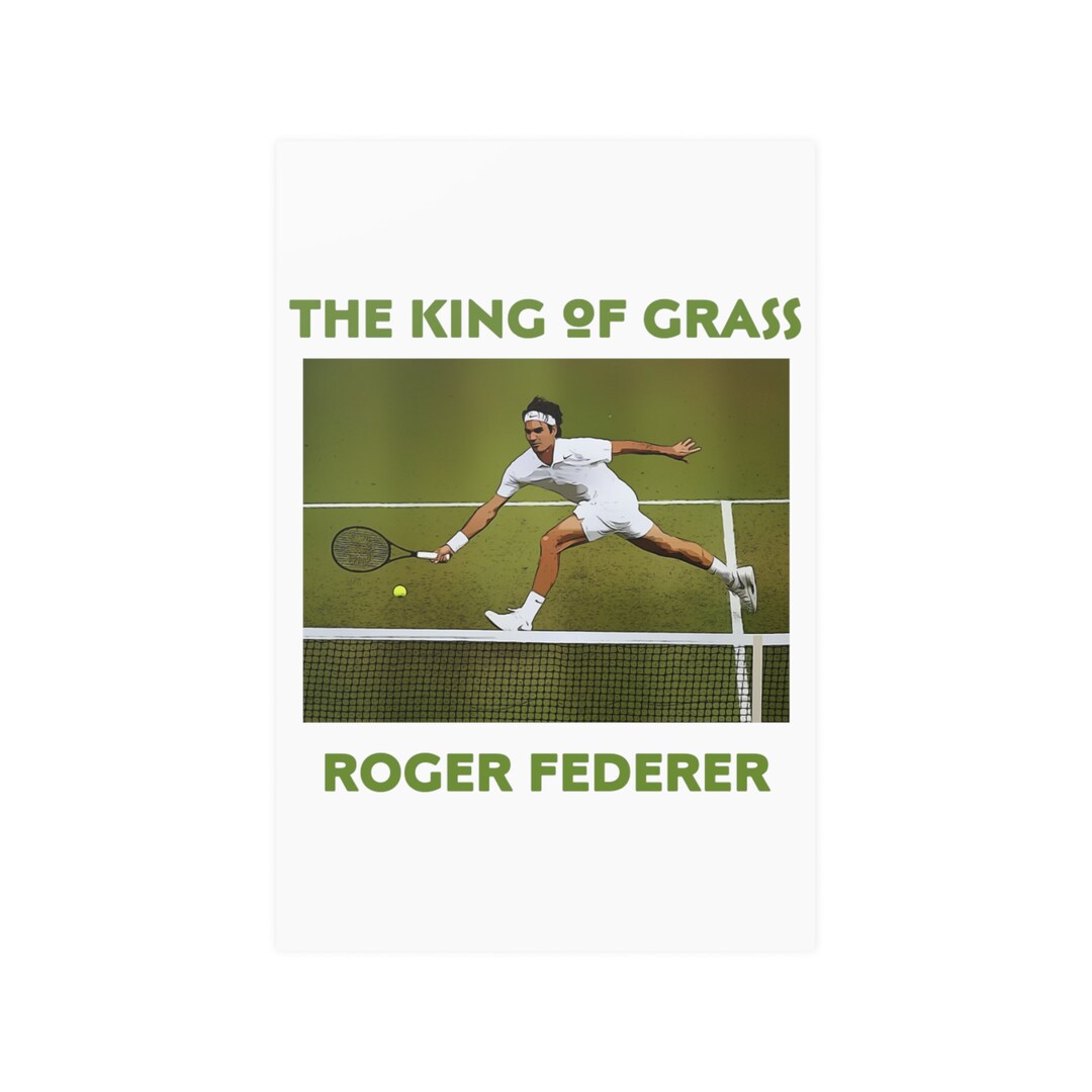 Roger Federer Cartoon King of Grass Satin Poster - Etsy