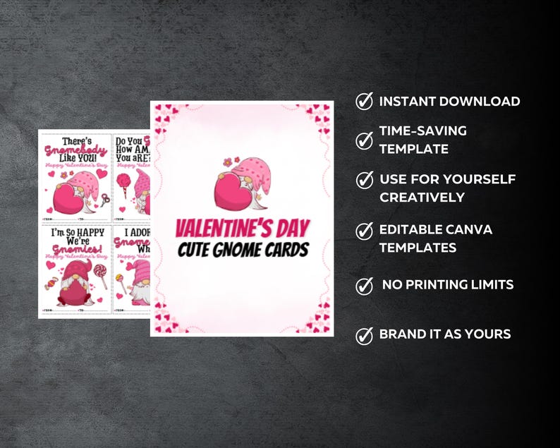 Printable Valentine Cards for Kids – Cute Classroom or Preschool Gnome ...