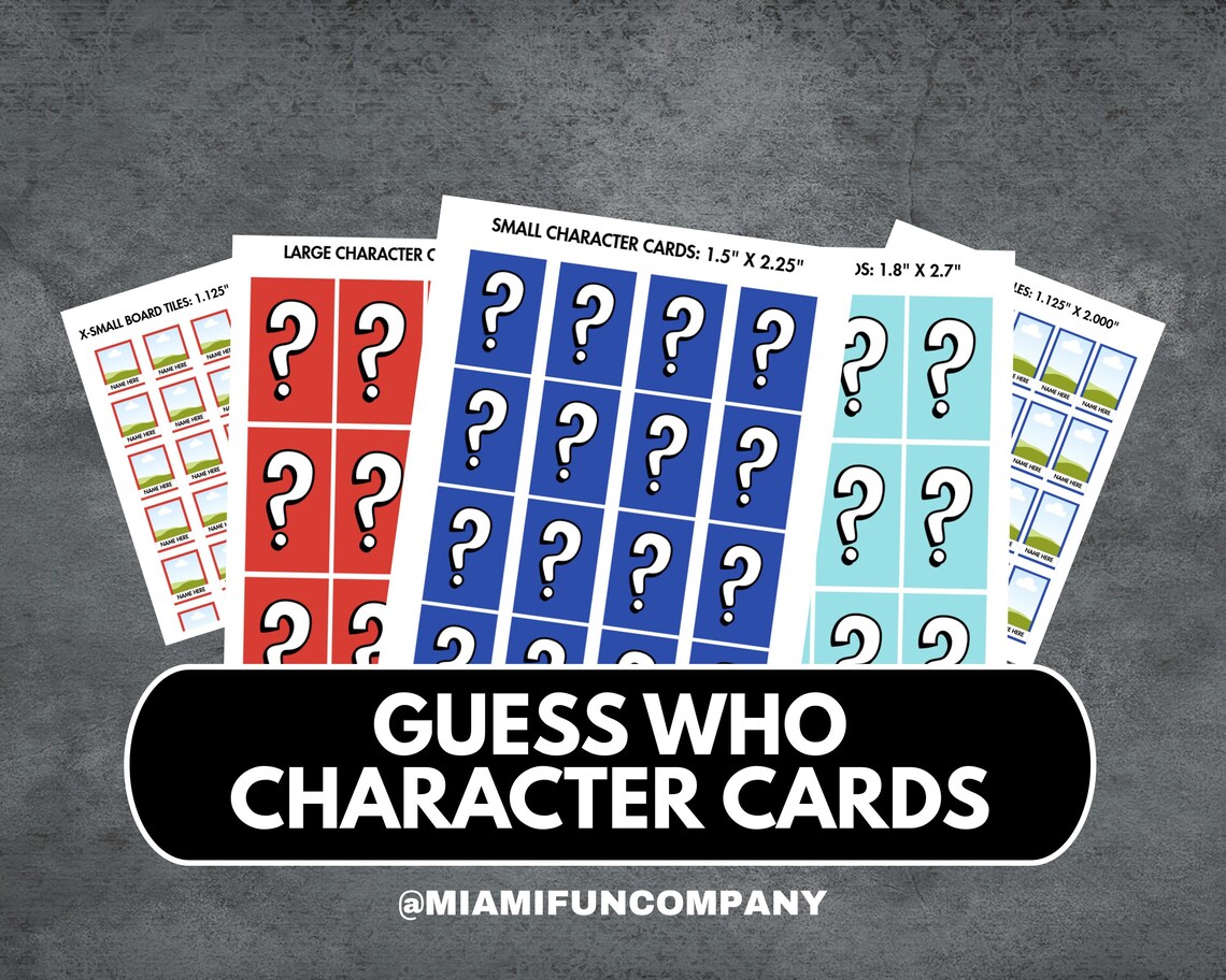 Guess Who Printable Game Cards, Customizable Design (editable Template ...