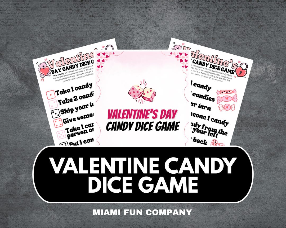 Valentine Dice Game Printable – Fun Candy Activity for Kids, Classrooms ...