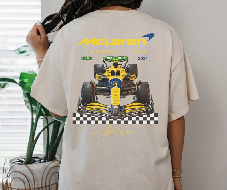 Mclaren 2024 Ayrton Senna Formula One Gildan 5000 Unisex Tshirt F1 Tee Gift Monaco Lando Norris ...