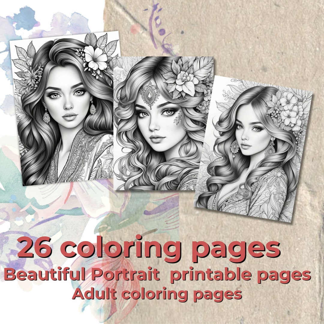 The Art of Woman: Portraits for Coloring Pages, A Coloring Journey ...
