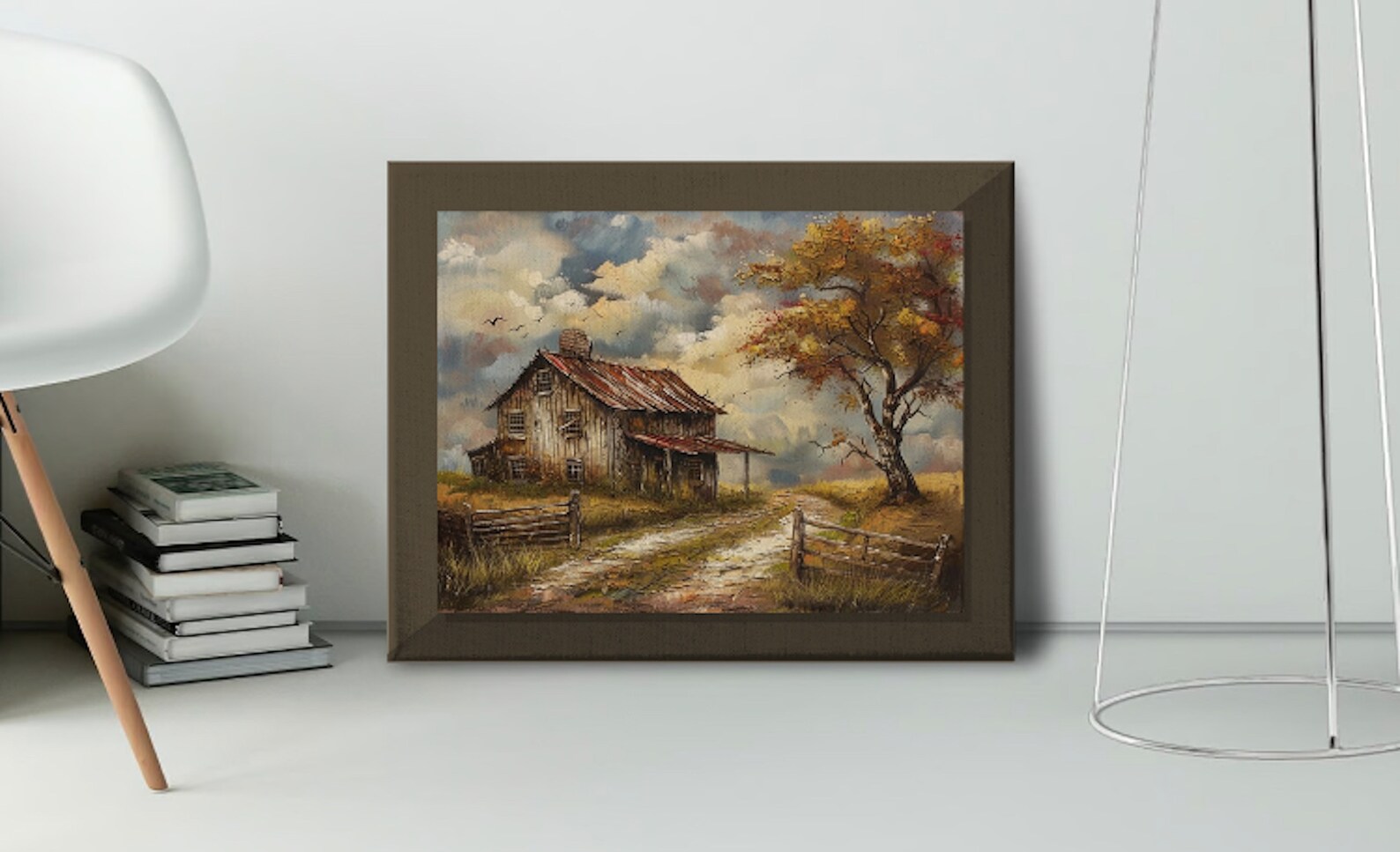 Vintage Red Roof Cabin Farmhouse Painting | Printable Wall Art | Wall ...