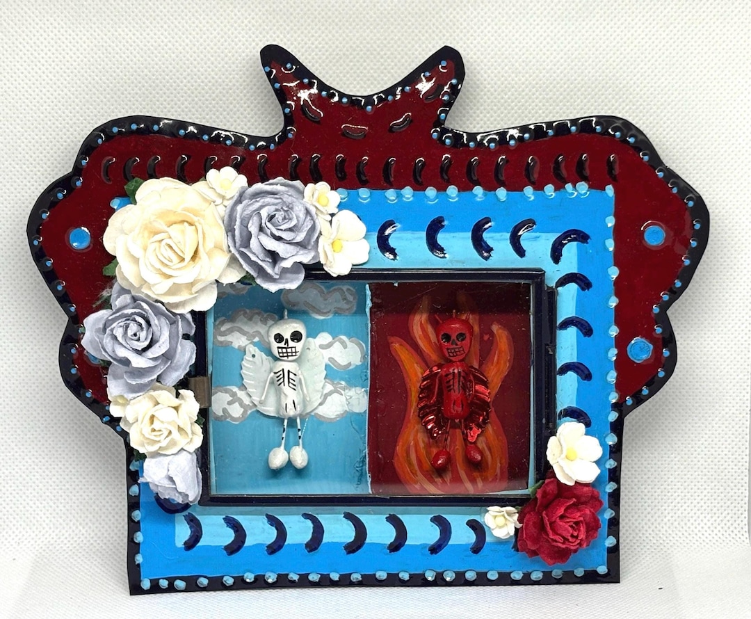 Angel and Devil Dia De Los Muertos Nicho Shadowbox Shrine, Day of the ...