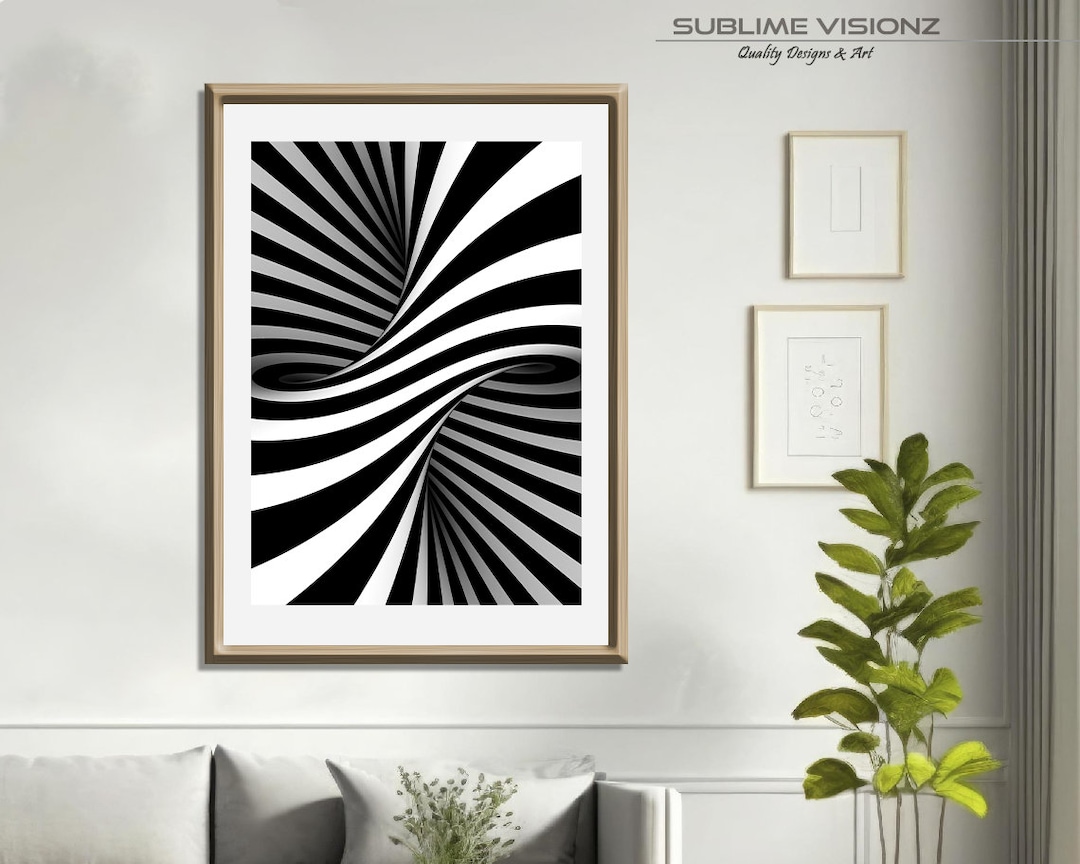Optical Illusion Wall Art, Illusion Wall Decor, Black White Home Decor ...