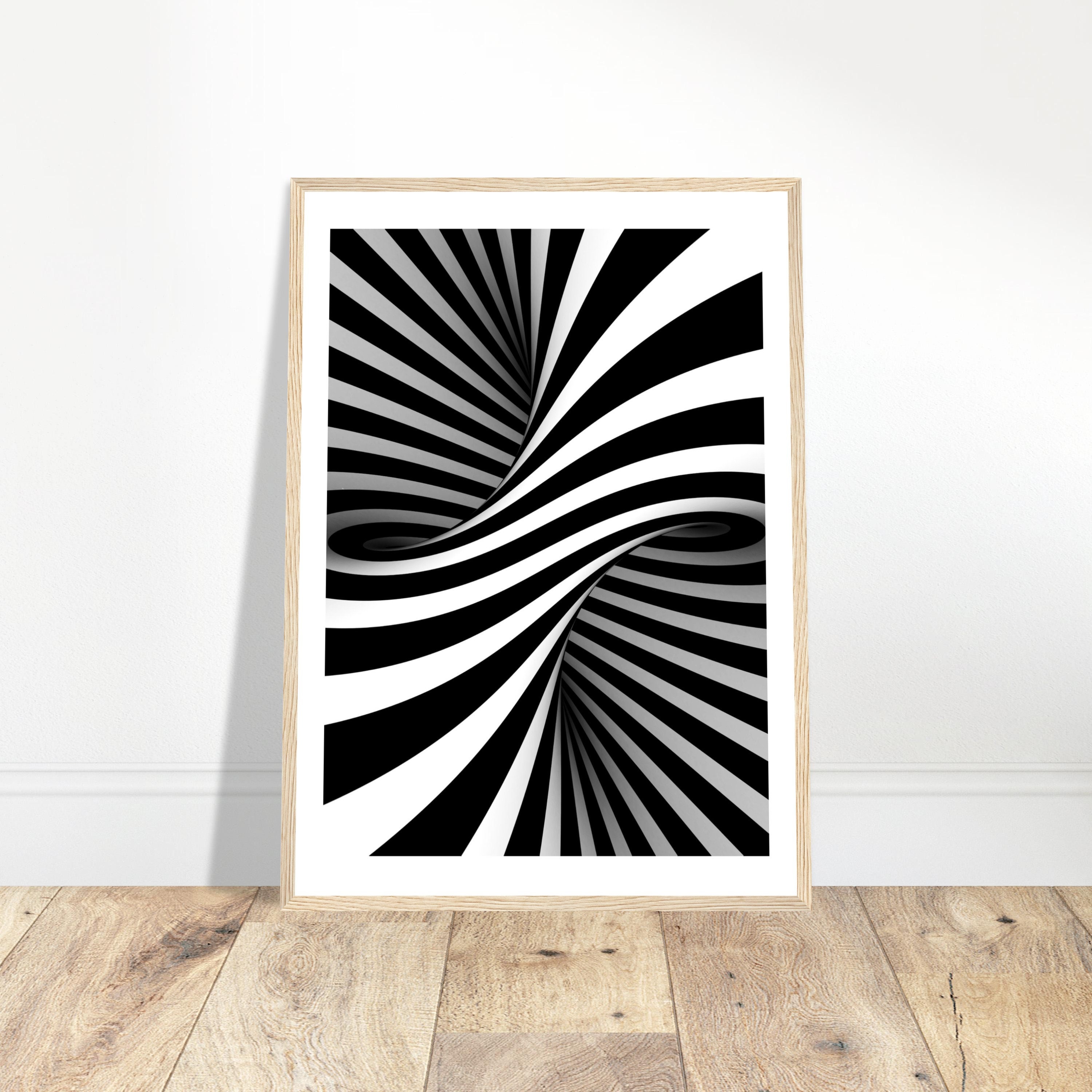 Optical Illusion Wall Art, Illusion Wall Decor, Black White Home Decor ...