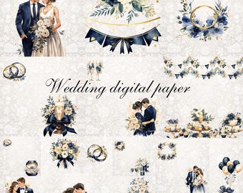 Wedding Digital Paper, Kraft Wedding Paper, Romantic Paper, Flowers ...