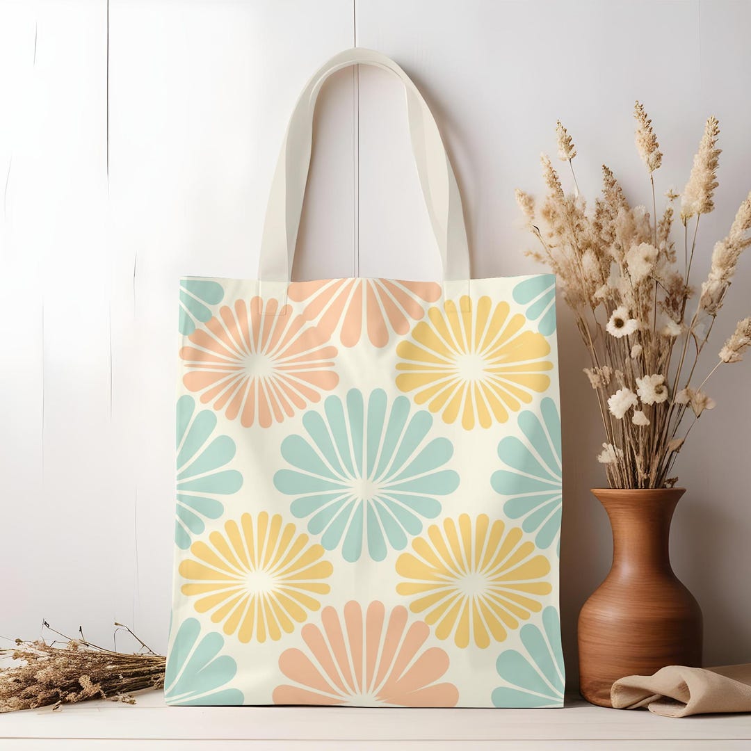 Groovy Floral Tote Bag, Retro Tote Bag, Vintage Groovy Tote Bag, Groovy ...