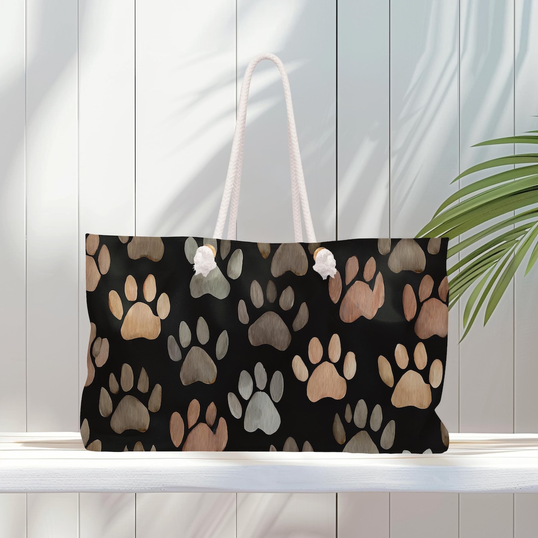 Paw Print Overnight Bag, Large Tote Bag, Animal Lovers Bag, Weekend ...