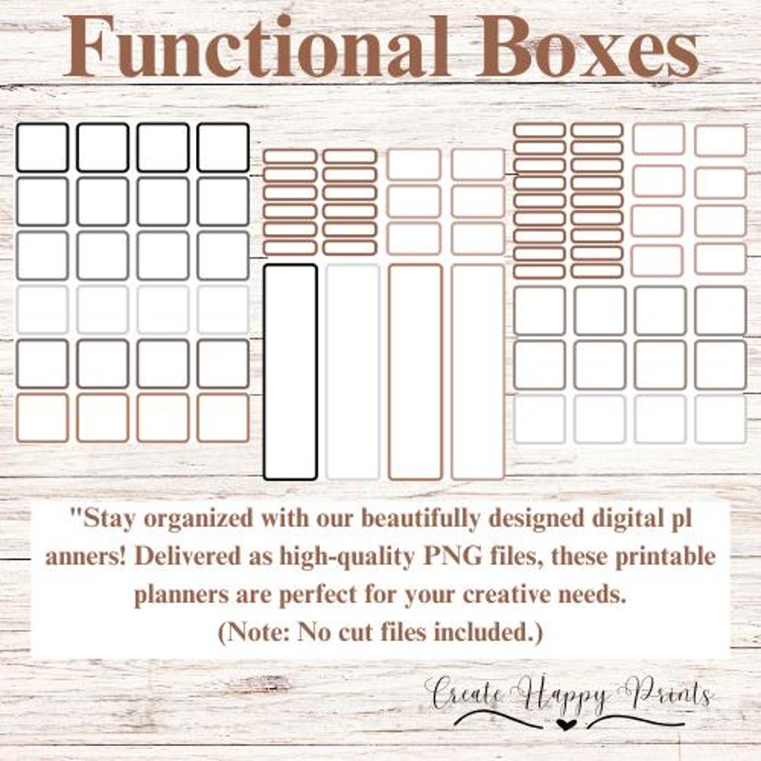 Digital Planner Writing Boxes - Printable Pngs for Classic Happy ...