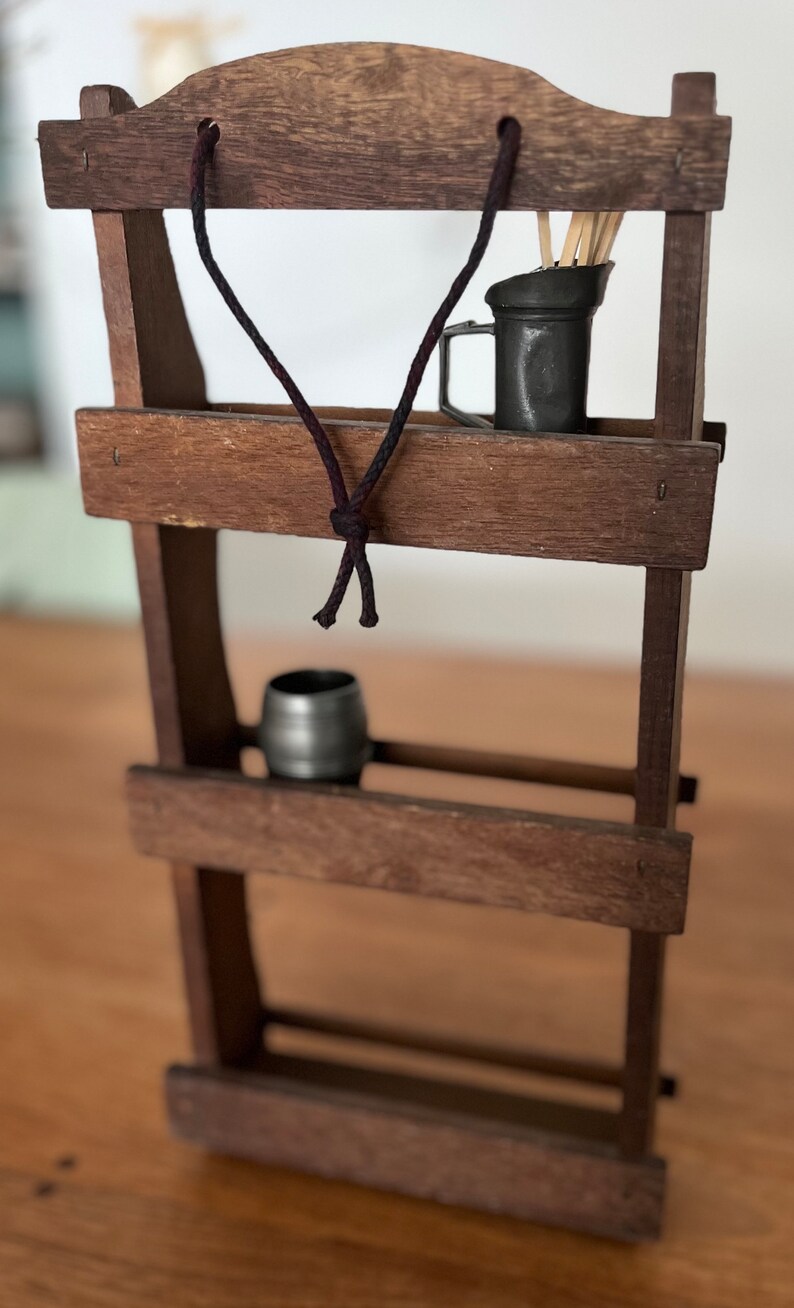 Vintage Wooden Spice Rack With Steel Canister/pitcher and Barrel Wall ...