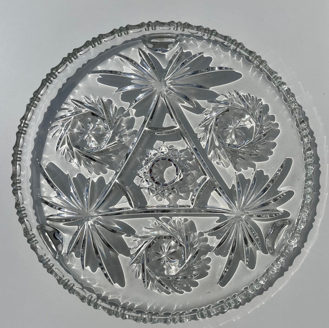 Vintage Crystal Glass Cake Stand | Coaster | Platter | Home Decoration ...