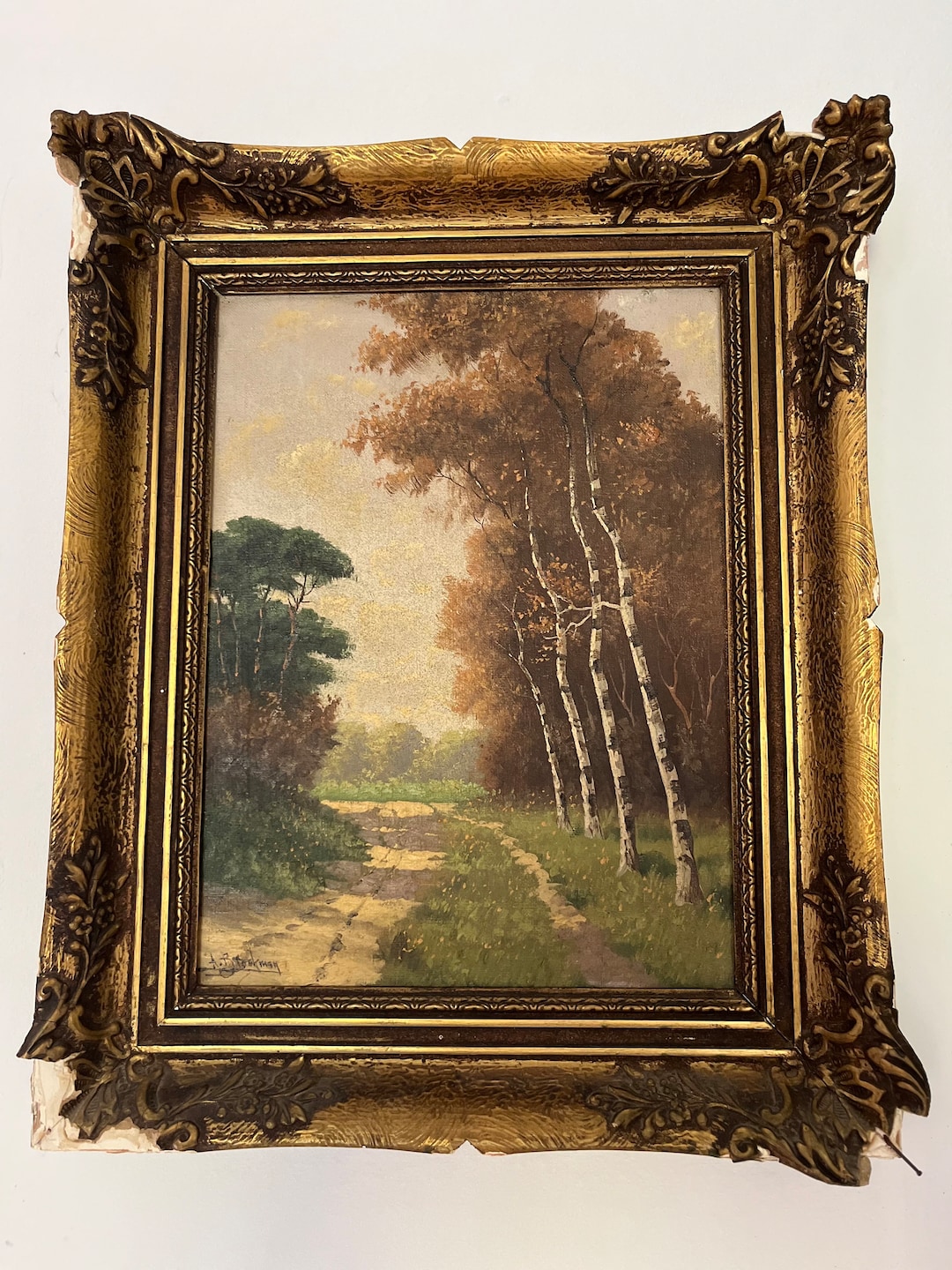 Antique Oil Painting Signed Antique Painting Painting With Gold Frame ...