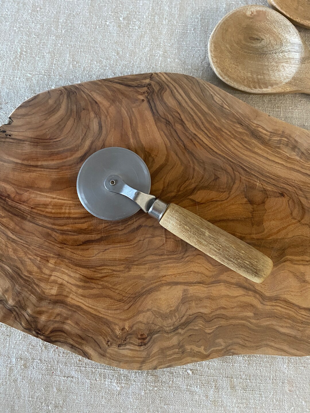 Vintage Pizza Cutter/dough Cutter and Roller 6 With Wooden Handle ...