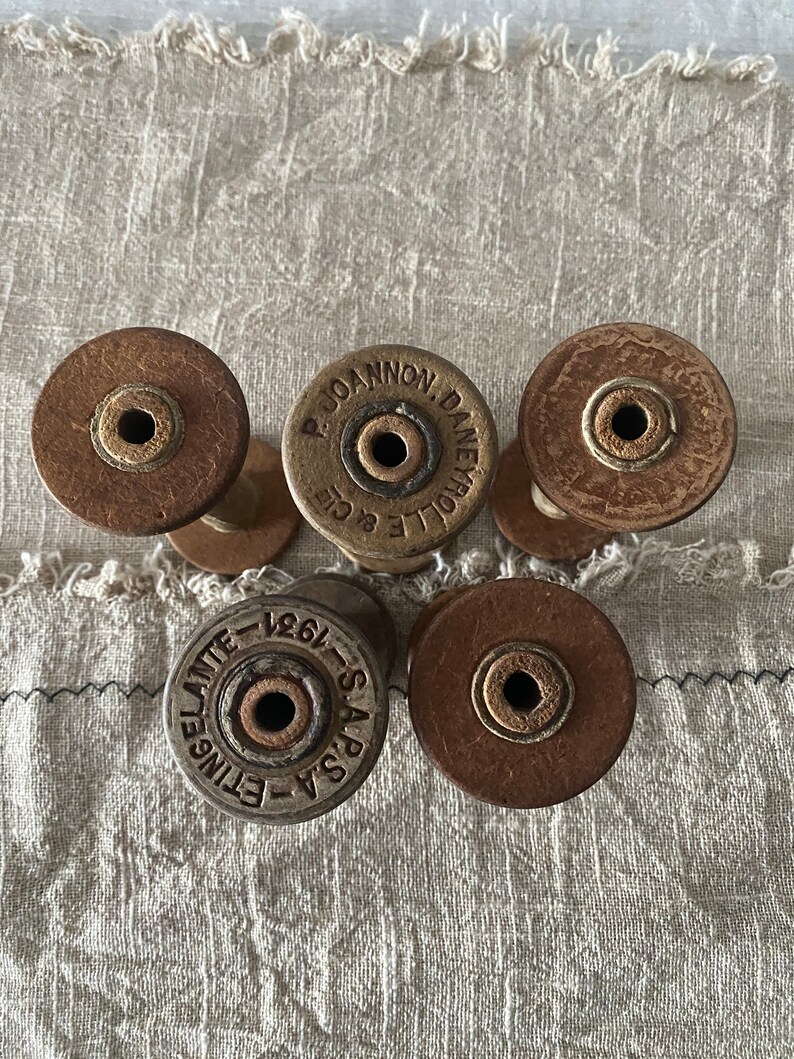 Set of 5 Antique French Wooden Bobbins Lovely Decor Item - Etsy