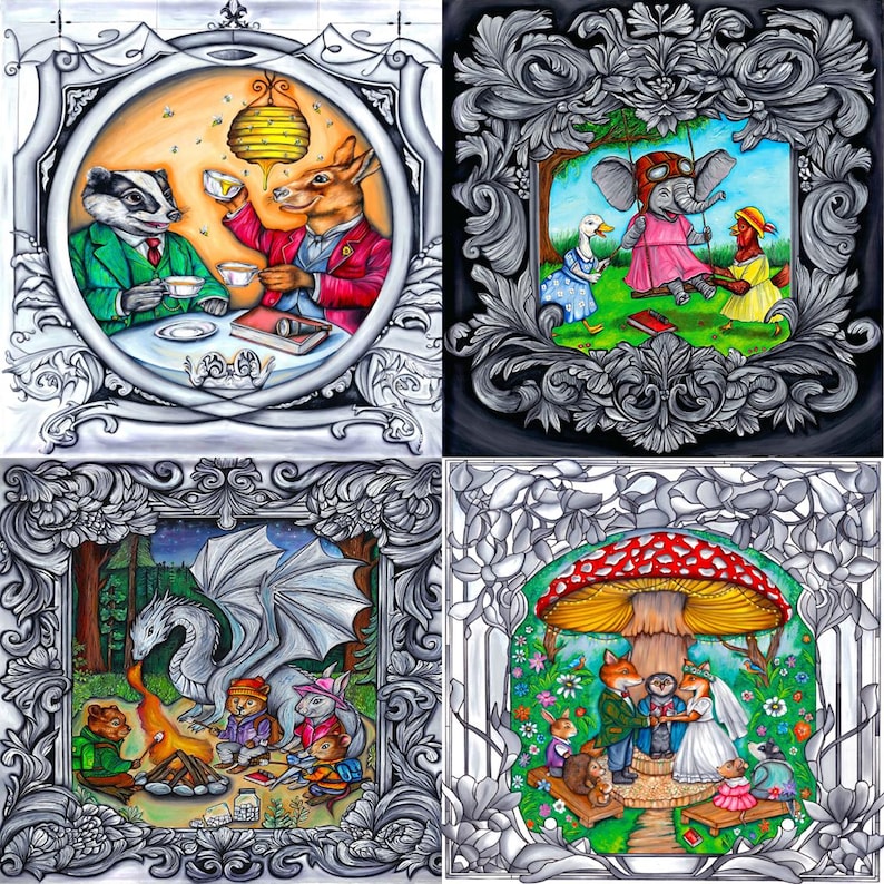 Storybook-style Animal Prints Set, Large Size, Original Designs From ...
