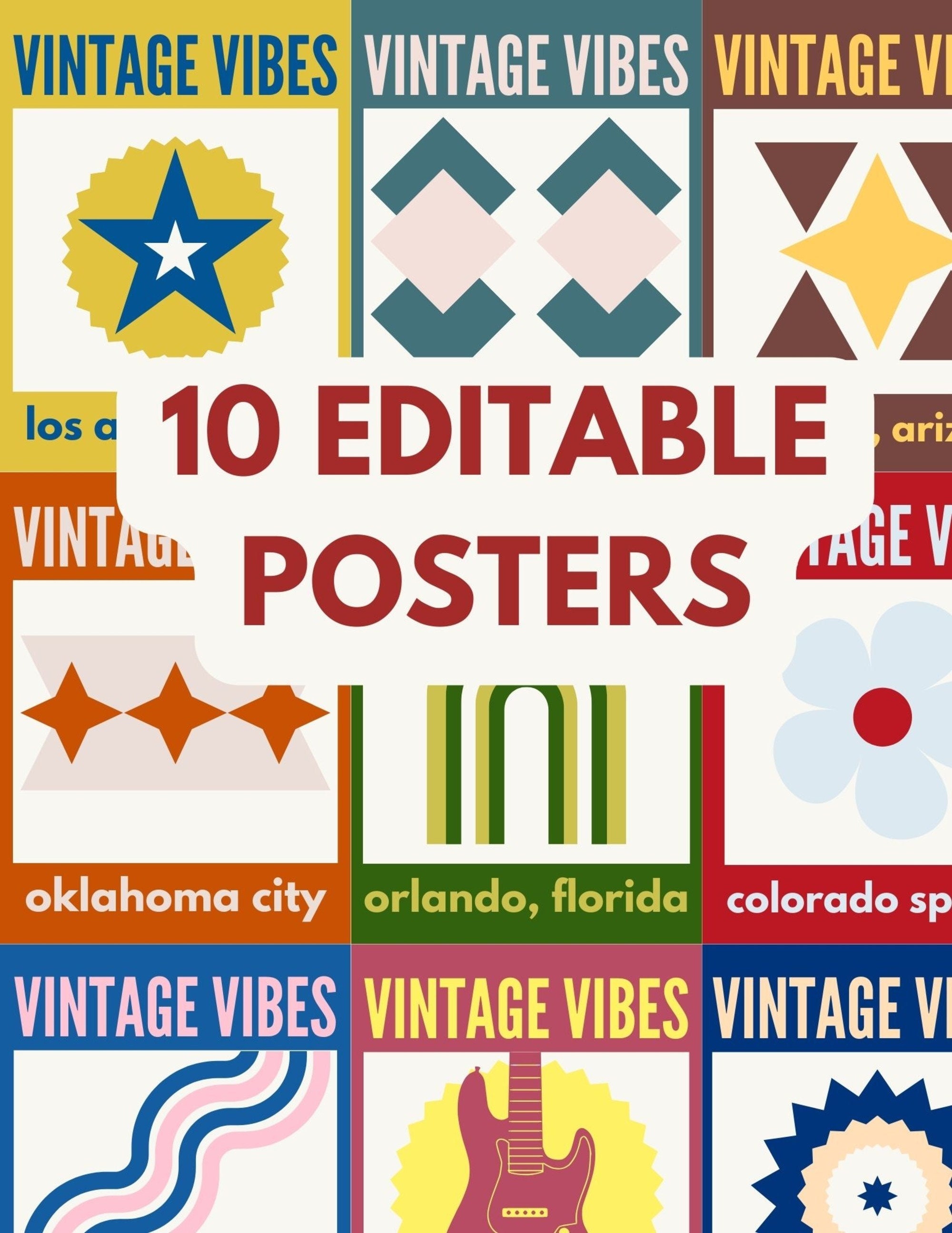 10 EDITABLE VINTAGE CANVA Templates flyers, Posters - Etsy