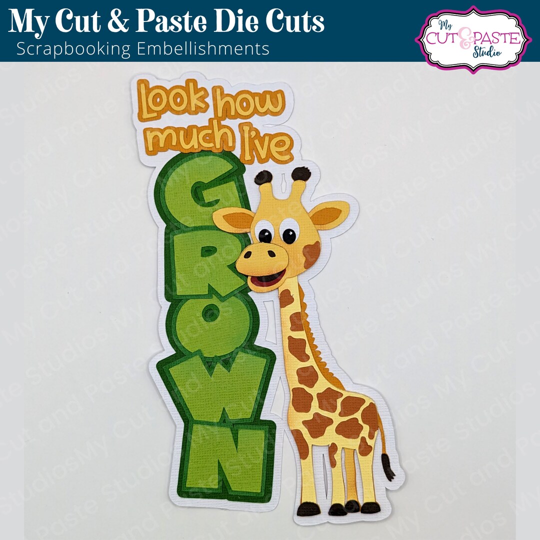 Giraffe Scrapbook Die Cut: Look How Much I've Grown Title - Etsy