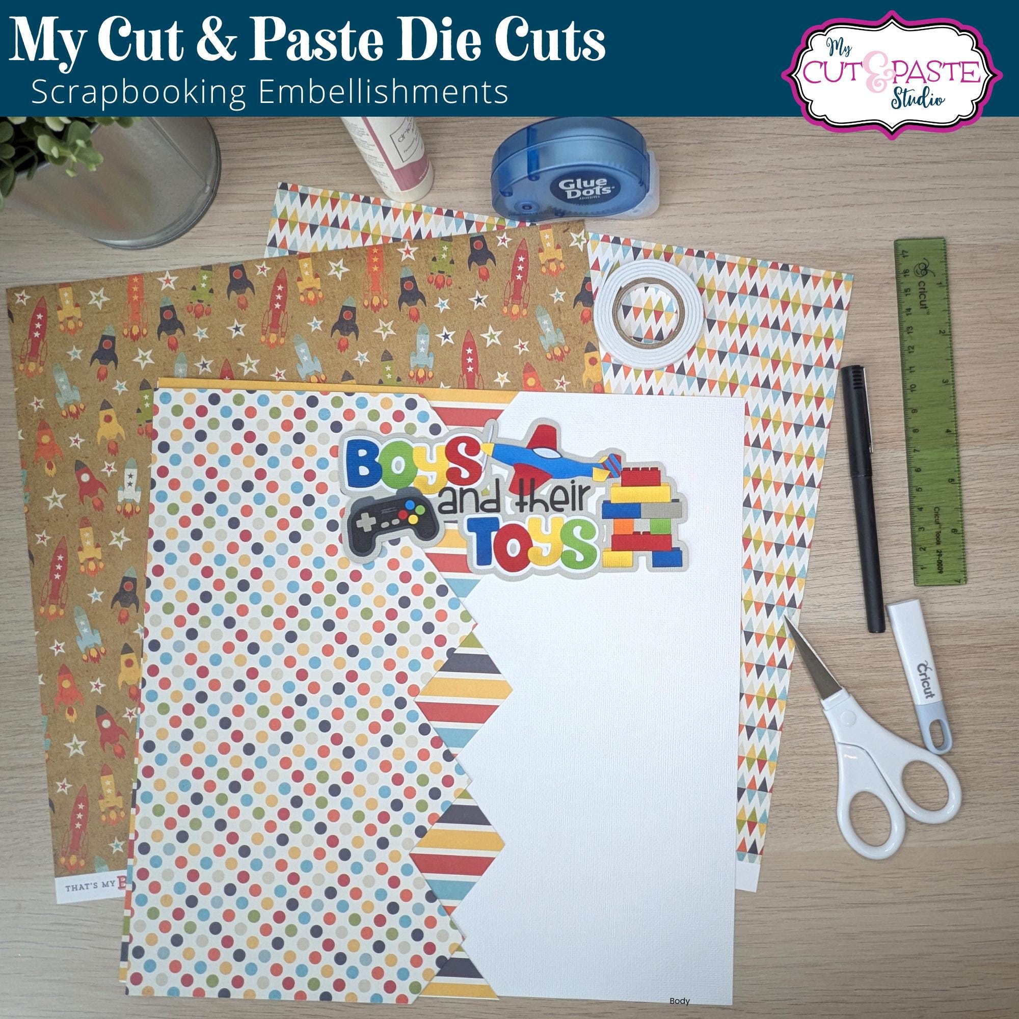 Boys and Their Toys Scrapbook Title: Layered Paper Piecing Die Cut - Etsy