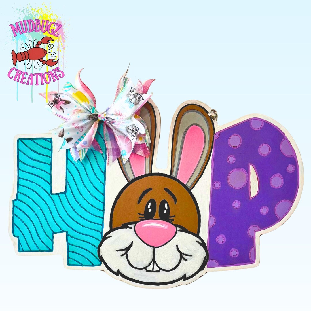 Easter Bunny Hop Door Hanger Laser Cut Wood Door Sign - Etsy