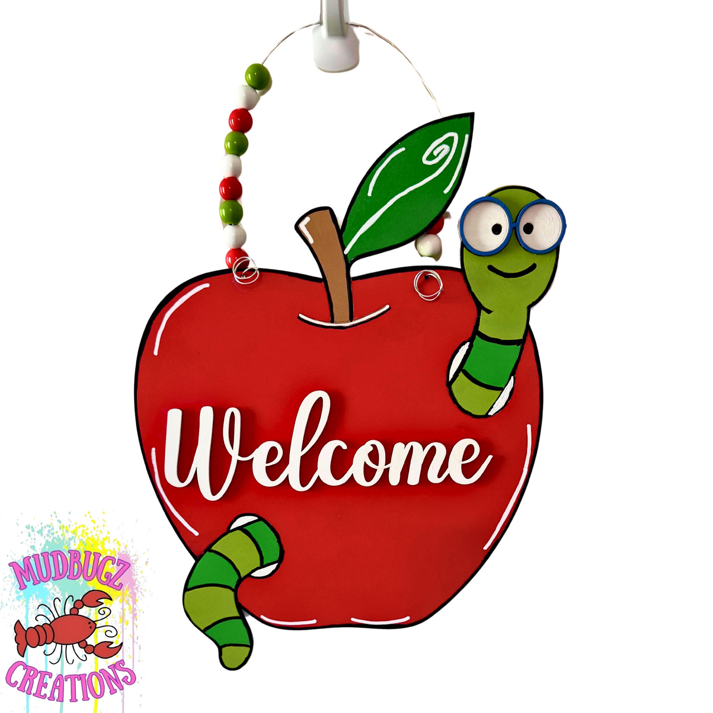 Personalized Worm in Apple Classroom Teacher Sign Door Hanger Wall ...
