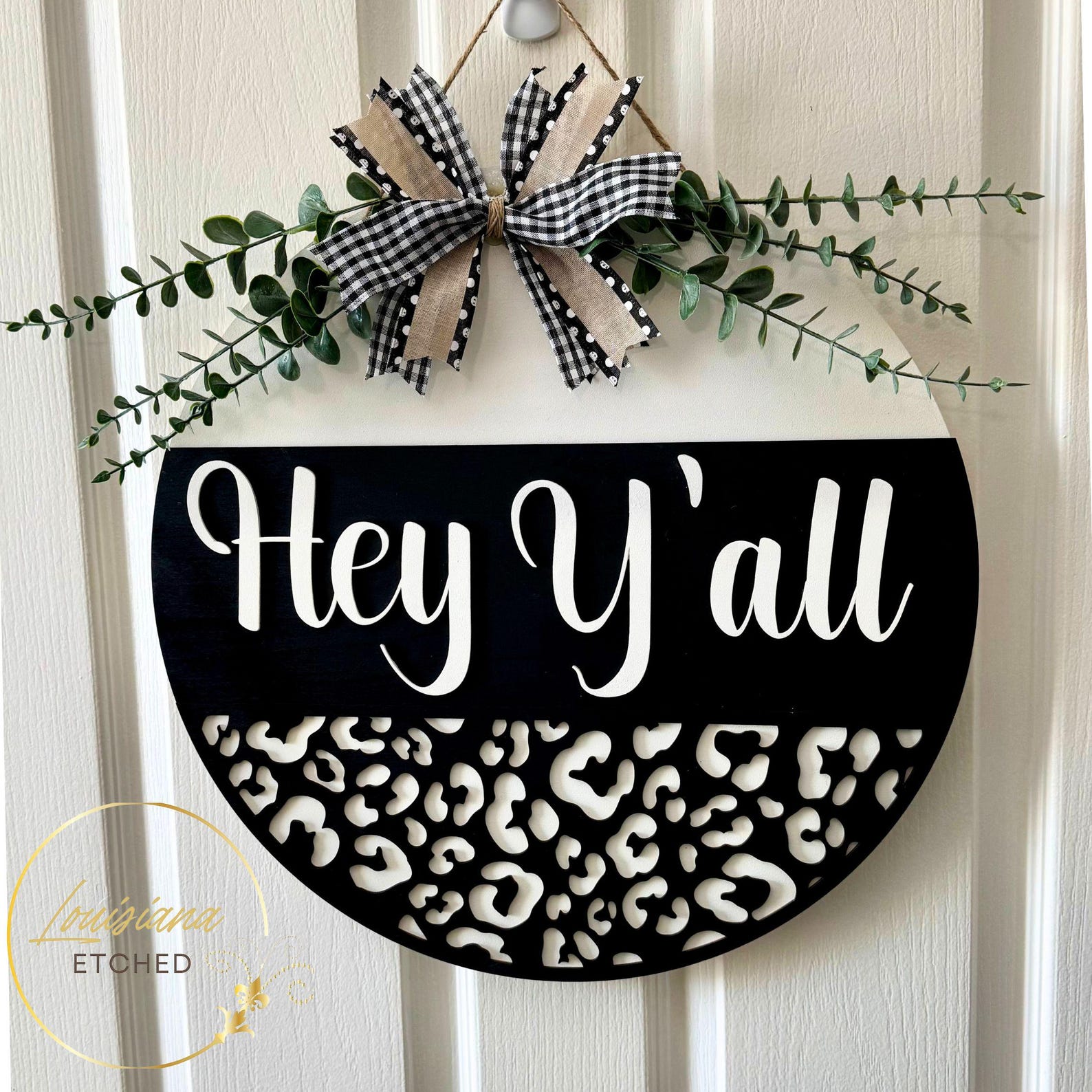Southern Hey Y'all Laser Cut Wood Round Door Hanger Door Sign - Etsy