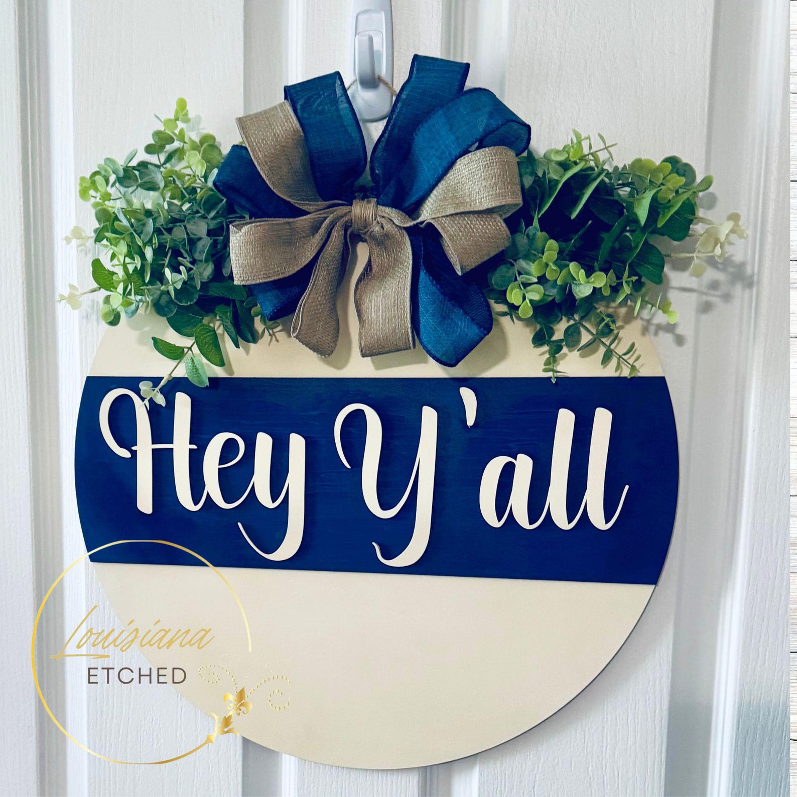 Southern Hey Y'all Laser Cut Wood Round Door Hanger Door Sign - Etsy