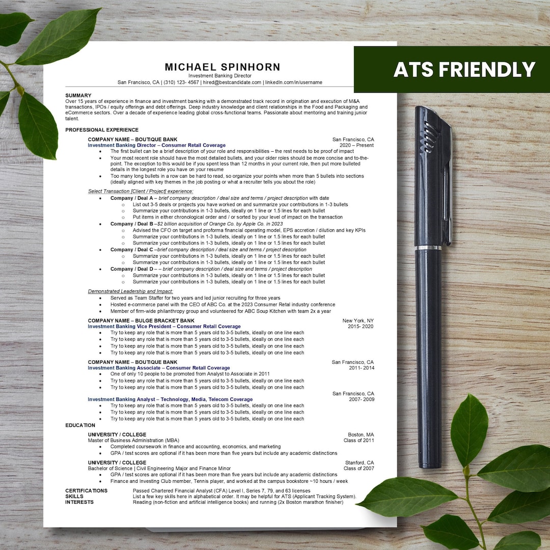 New Finance Resume / Investment Banking Resume CV Template Executive ...