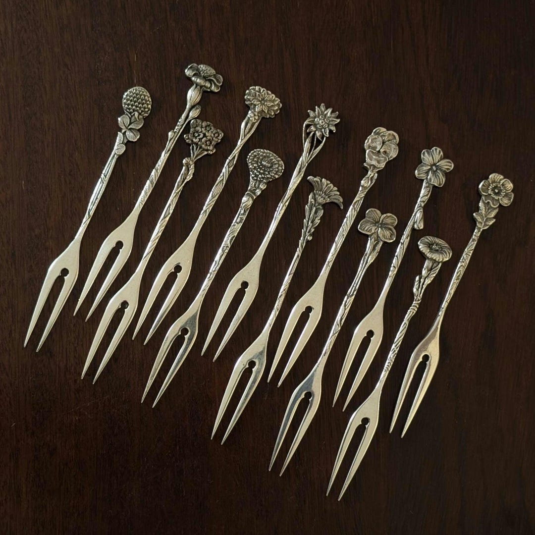 Vintage Dutch Silver Cocktail Forks: Floral Design, 835 Silver - Etsy