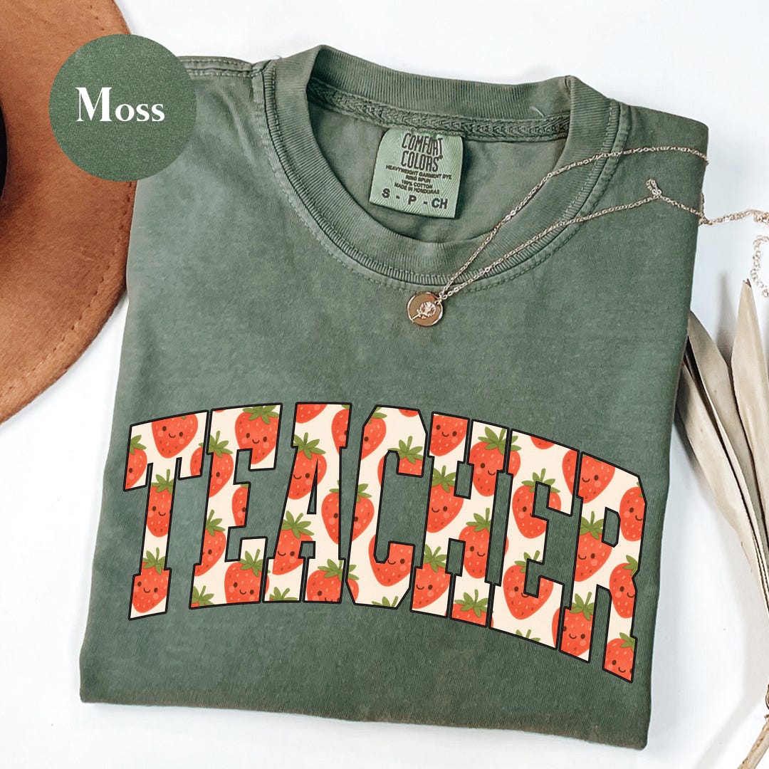 Strawberry Teacher Shirt, Comfort Colors Teach Tee, Red Gingham Teacher ...