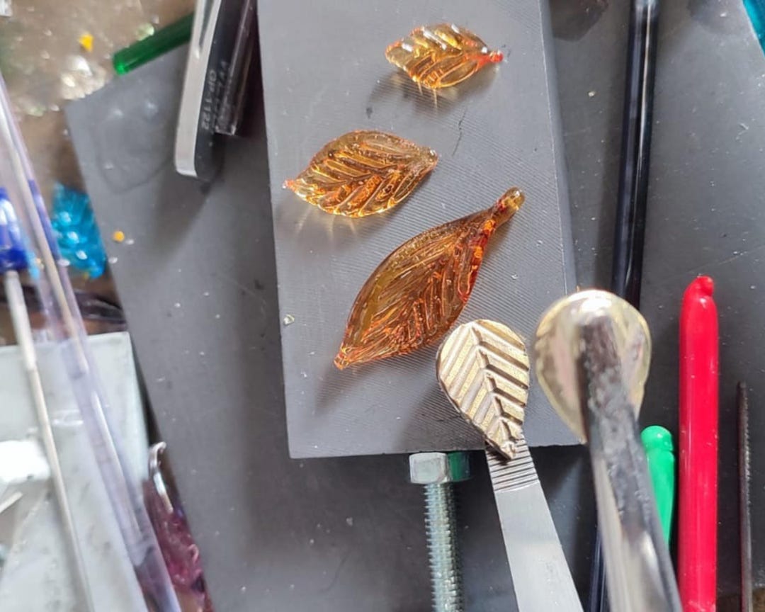 Handmade Lampwork Glass Tool Set | Leaf Masher & Graphite Mold - Etsy