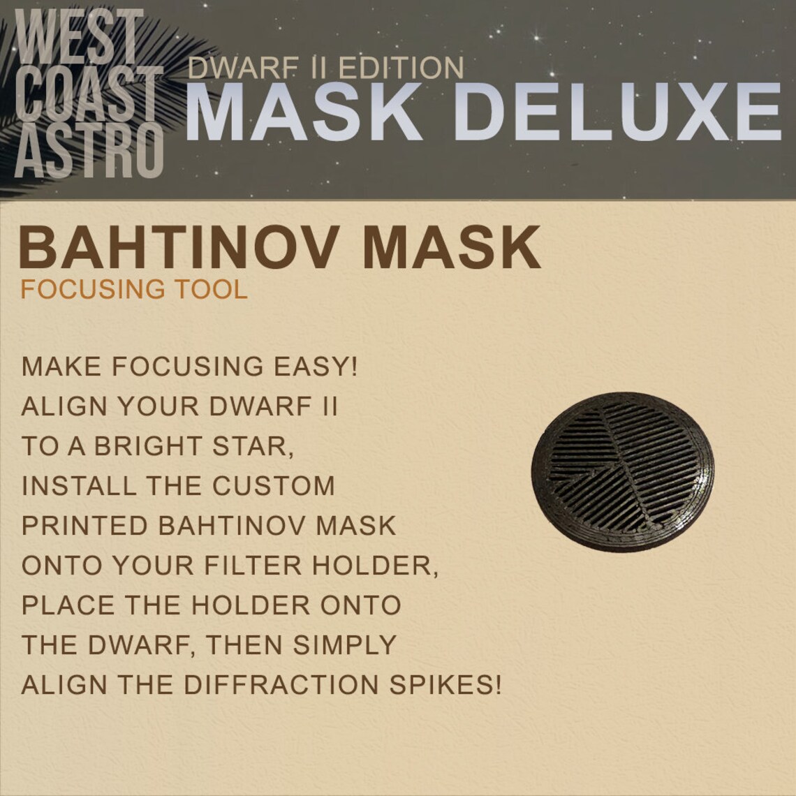 DWARFLAB DWARF II - Mask Deluxe Bahtinov Mask (threaded 1.25") - Etsy